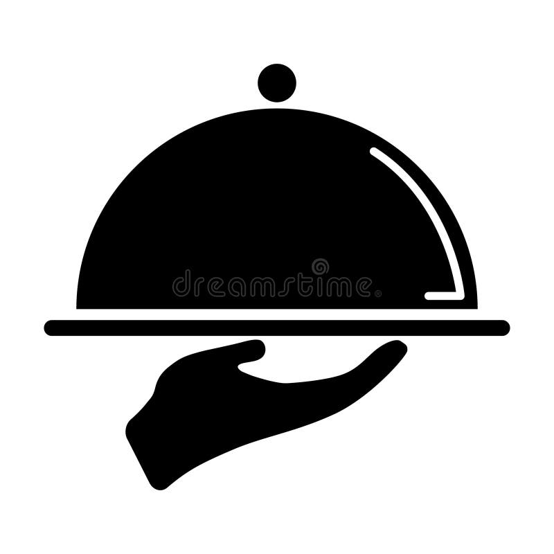 Waiter Tray Shadow Icon, Dish Menu Restaurant Web Symbol, Lunch Design ...