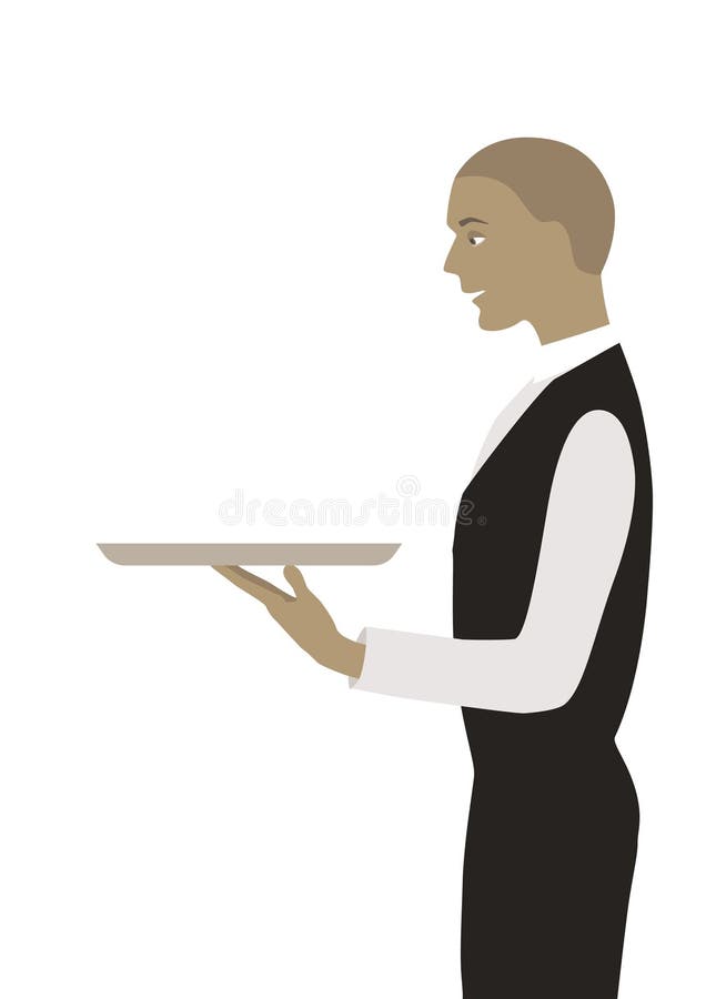 Waiter with tray stock illustration. Illustration of drink - 9002479