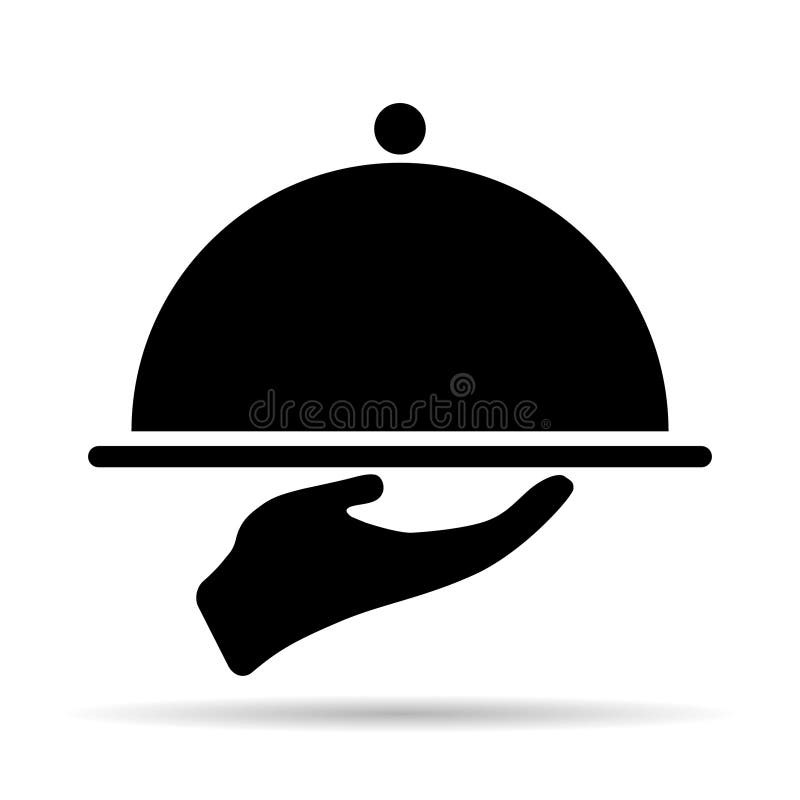 Waiter Tray Shadow Icon, Dish Menu Restaurant Web Symbol, Lunch Design ...