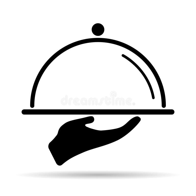 Waiter Tray Shadow Icon, Dish Menu Restaurant Web Symbol, Lunch Design ...