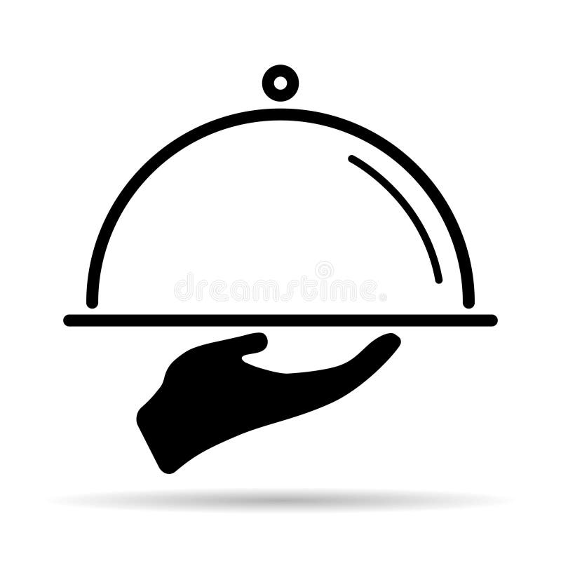 Waiter Tray Shadow Icon, Dish Menu Restaurant Web Symbol, Lunch Design ...