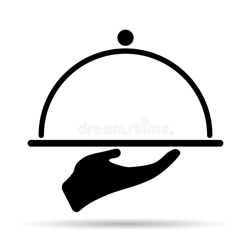 Waiter Tray Shadow Icon, Dish Menu Restaurant Web Symbol, Lunch Design ...