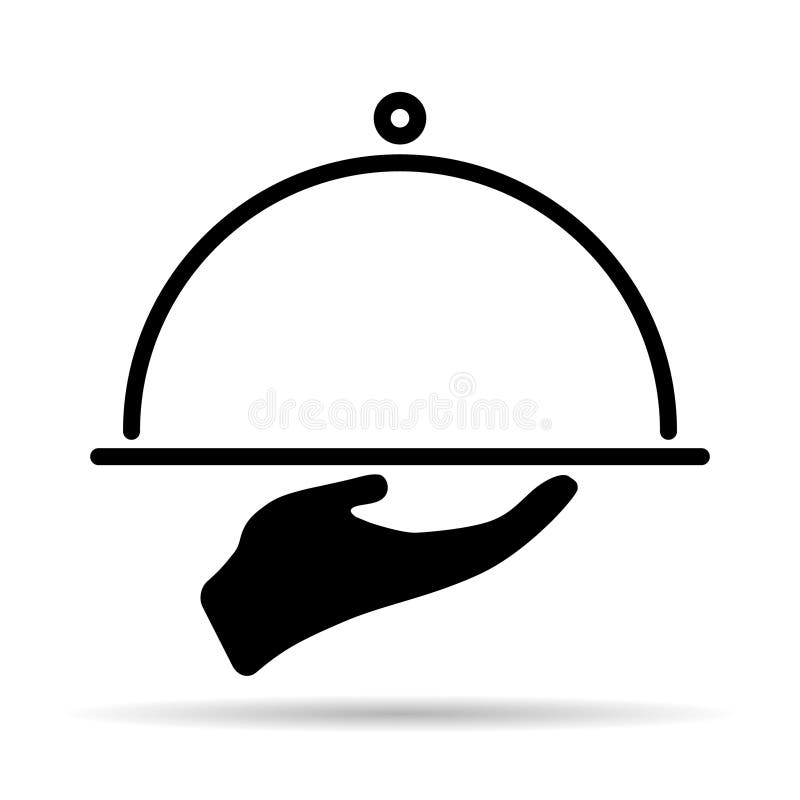 Waiter Tray Shadow Icon, Dish Menu Restaurant Web Symbol, Lunch Design ...
