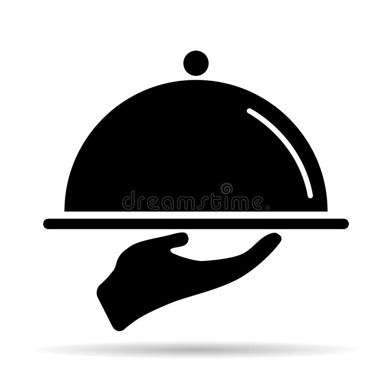 Waiter Tray Shadow Icon, Dish Menu Restaurant Web Symbol, Lunch Design ...