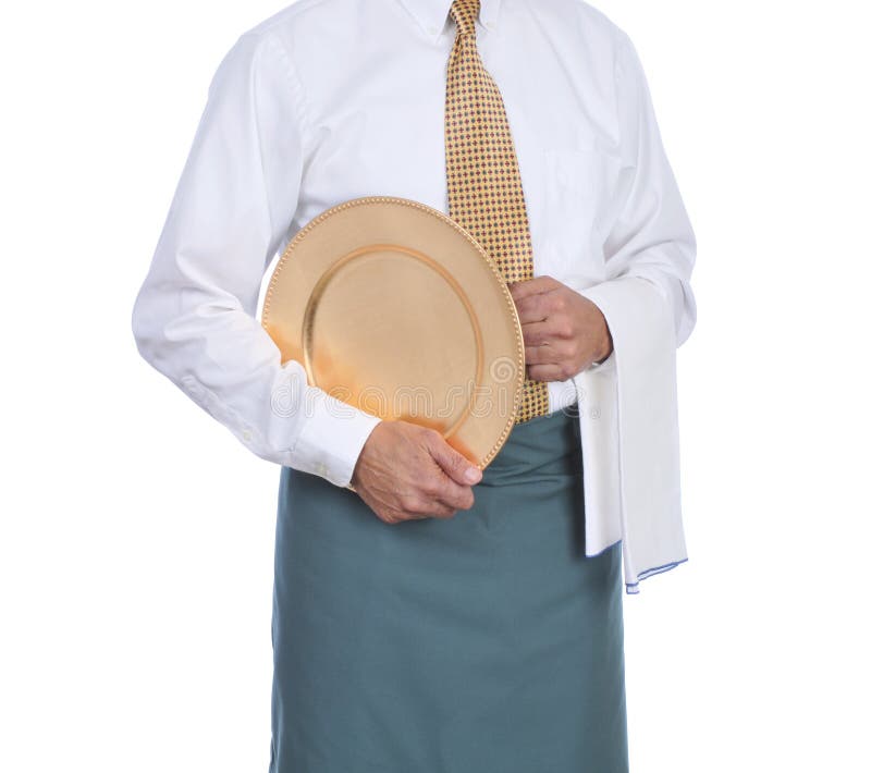 Waiter with Tray and Towel stock image. Image of black - 7728585