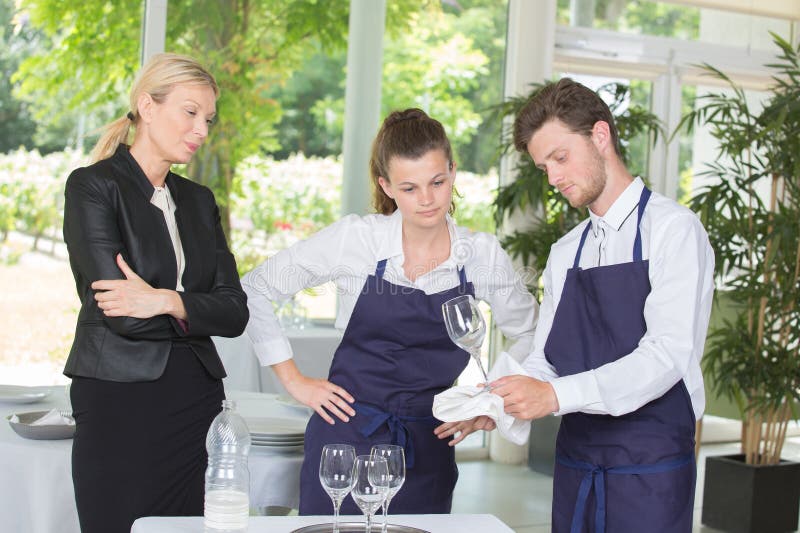 Waiter and Waitress at Test Stock Image - Image of barista, success ...