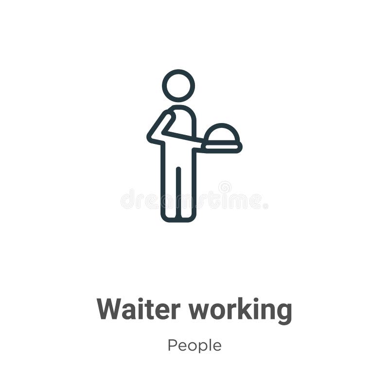 Waiter Outline Vector Icon. Thin Line Black Waiter Icon, Flat Vector ...