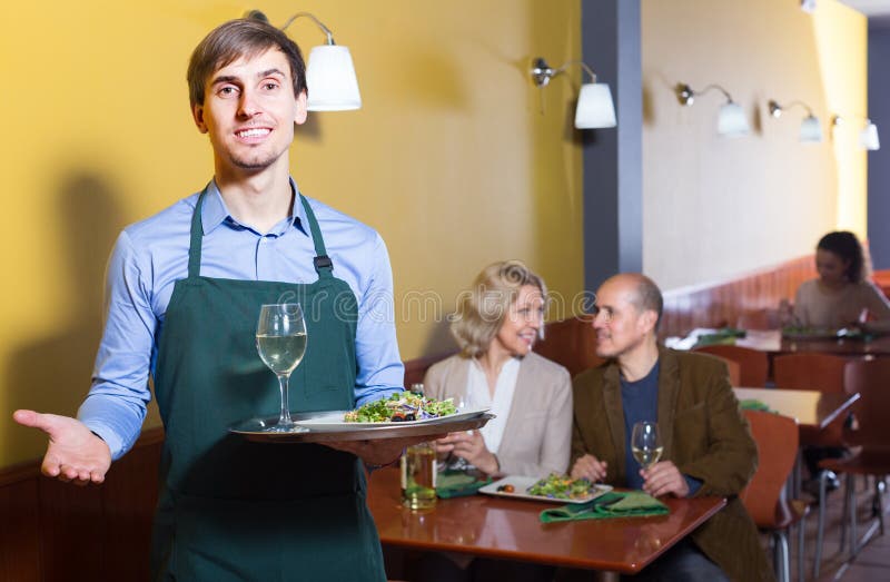 Waiter Working in Restaurant Stock Image - Image of glass, occupation ...