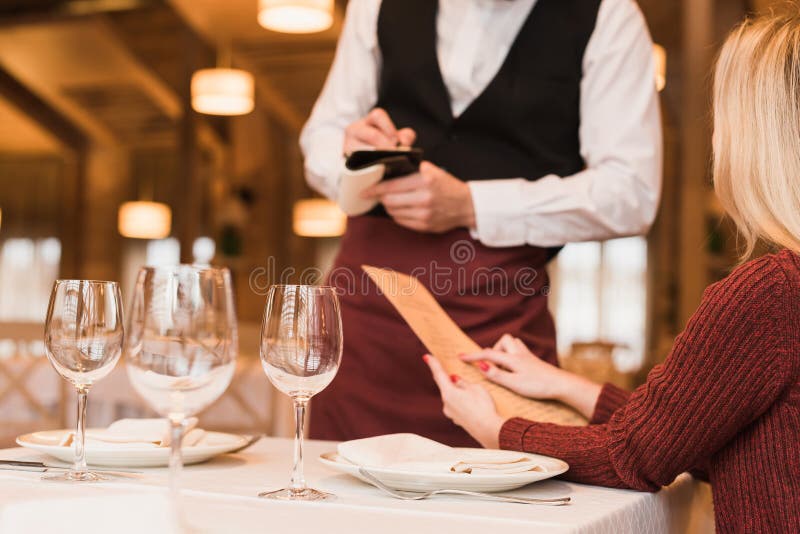 Waiter Writing Down the Order of Customer Stock Photo - Image of ...