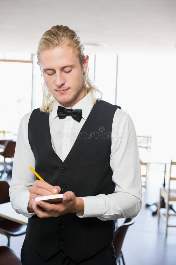 Waiter Writing Order on Notepad Stock Photo - Image of occupation ...