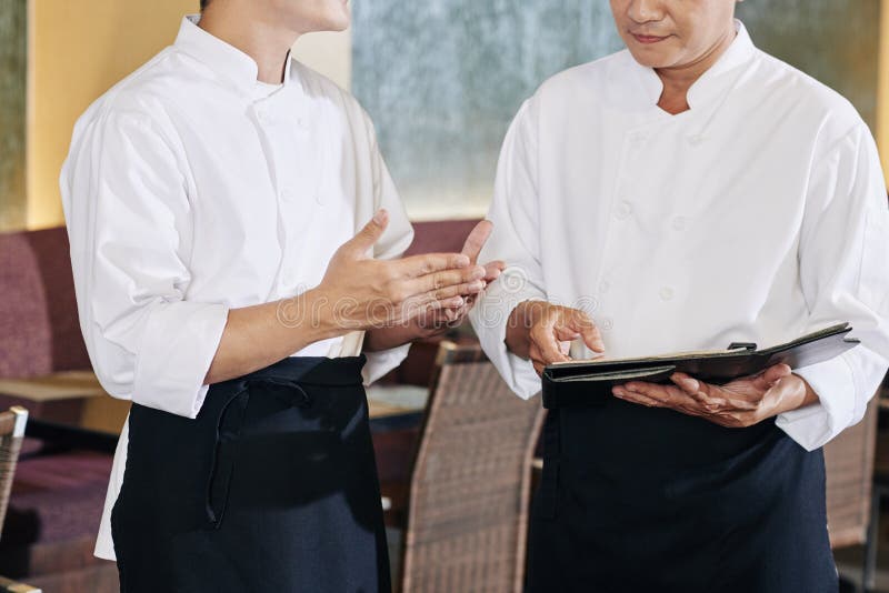 Meeting with chef stock image. Image of talking, discussing - 105442843