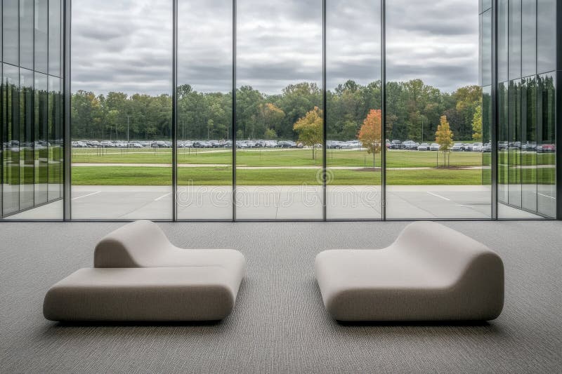 The Waiting Area in this Modern Office Boasts Large Windows through ...