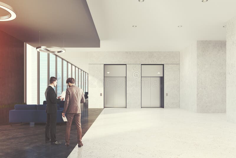 Waiting Area in Office, Elevators, People Stock Illustration ...