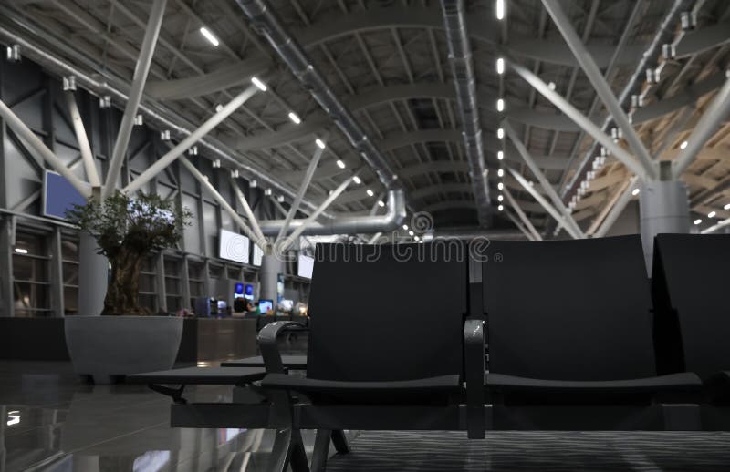 Waiting Area with Seats in Airport Terminal Stock Photo - Image of copy ...