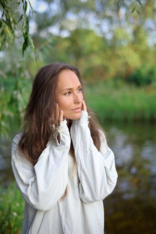 Waiting Beautiful Young Woman Stock Image - Image of girl, lakeside ...