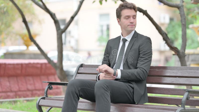 Waiting Businessman Checking Time on Watch Outdoor Stock Footage ...