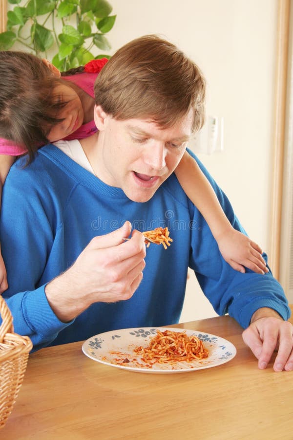 Waiting for Dad to finish stock image. Image of dinner - 3259183