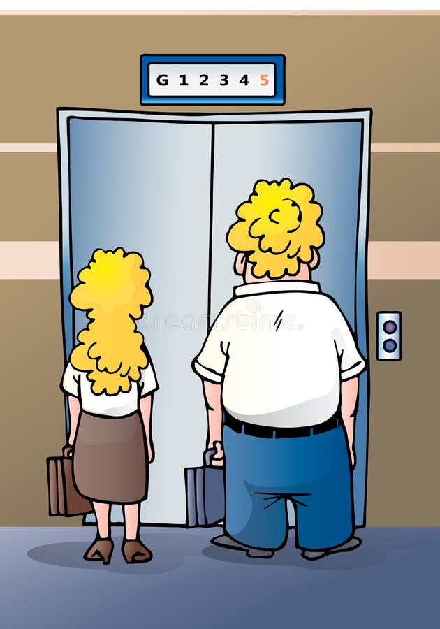 Waiting for Elevator stock illustration. Illustration of businesswoman ...