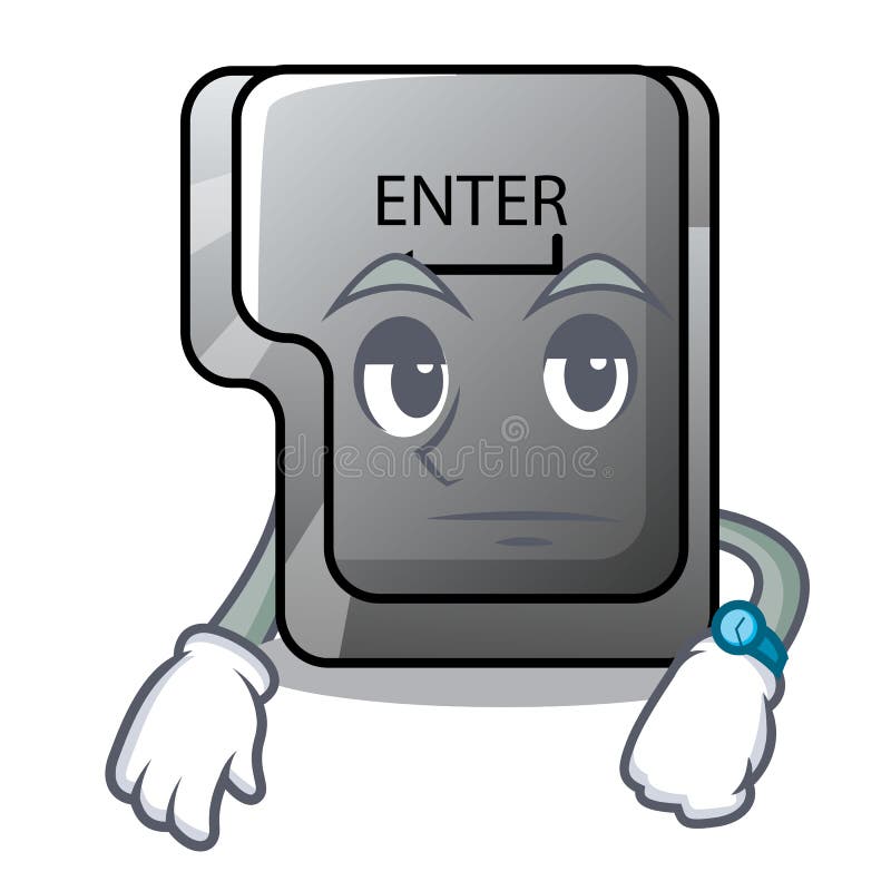 Waiting Enter Button Installed on Computer Cartoon Stock Vector ...
