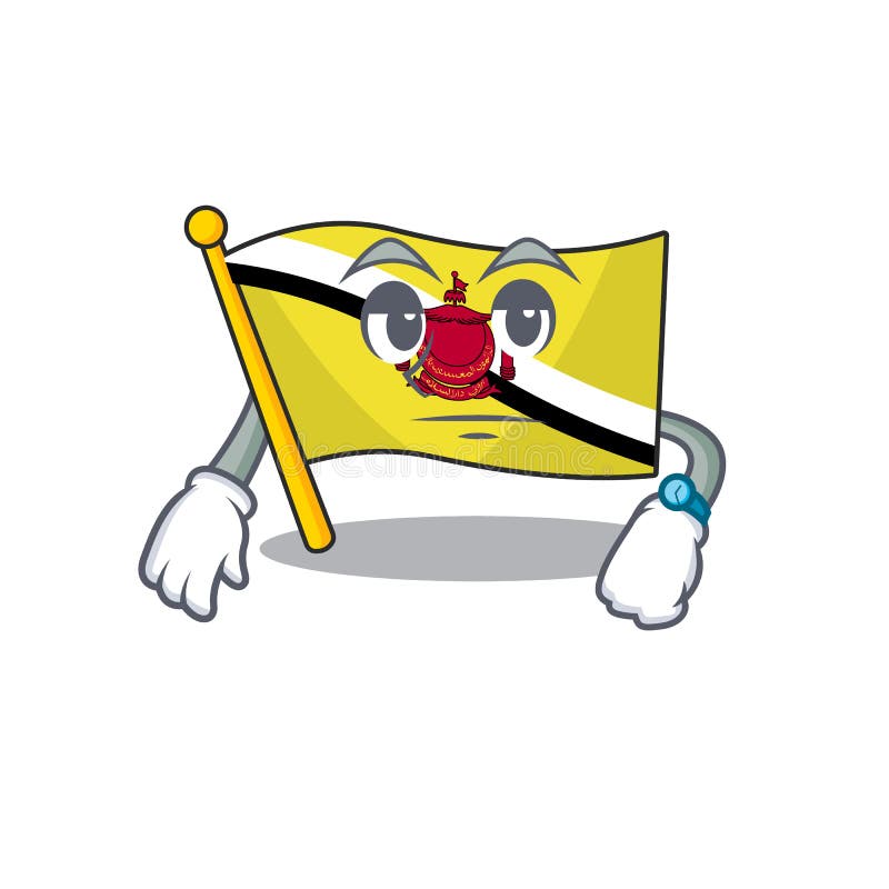 Waiting Flag Brunei Darussalam with the Character Stock Vector ...
