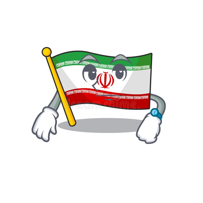 Waiting Flag Iran on Cartoon Character Mascot Design Stock Vector ...