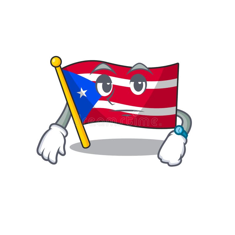 Waiting Flag Puerto Rico the Mascot Shape Stock Vector - Illustration ...