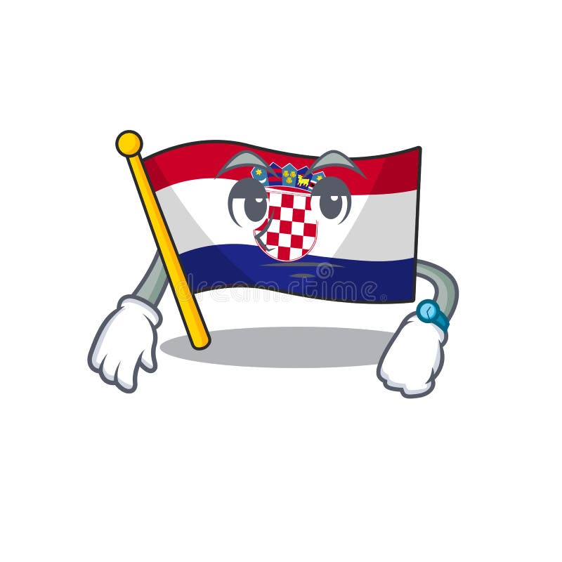 Waiting Gesture Flag Croatia Scroll on Cartoon Character Design Stock ...