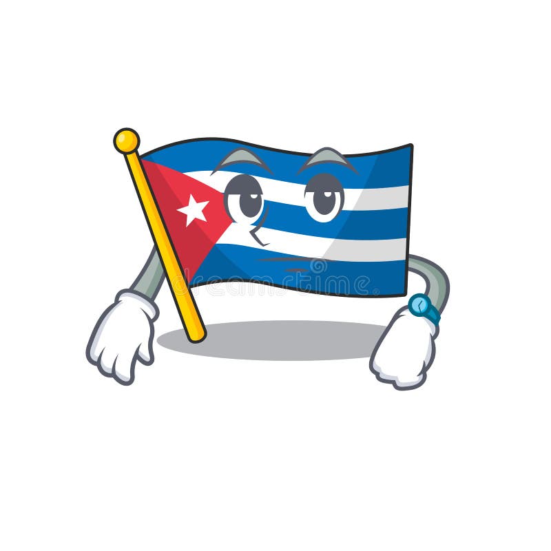 Waiting Gesture Flag Cuba Scroll on Cartoon Character Design Stock ...