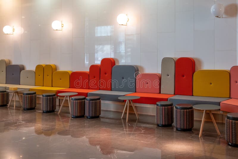 Waiting Hall with Colorful Seats and Chairs Stock Photo - Image of ...