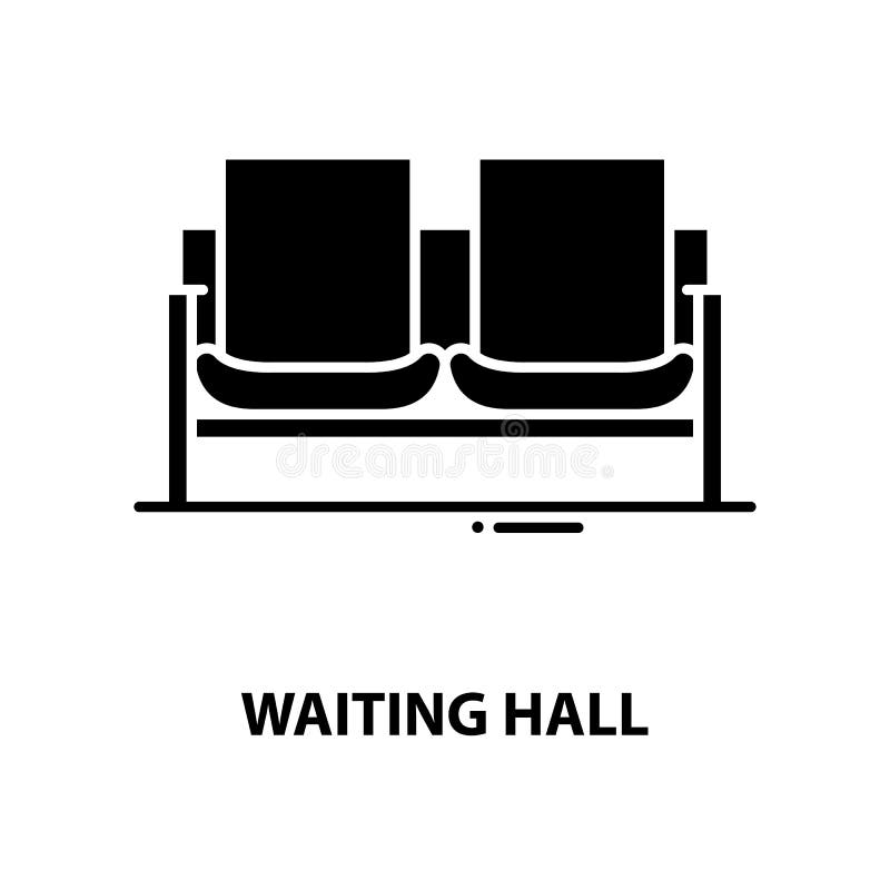 Waiting Hall Icon, Black Vector Sign with Editable Strokes, Concept ...