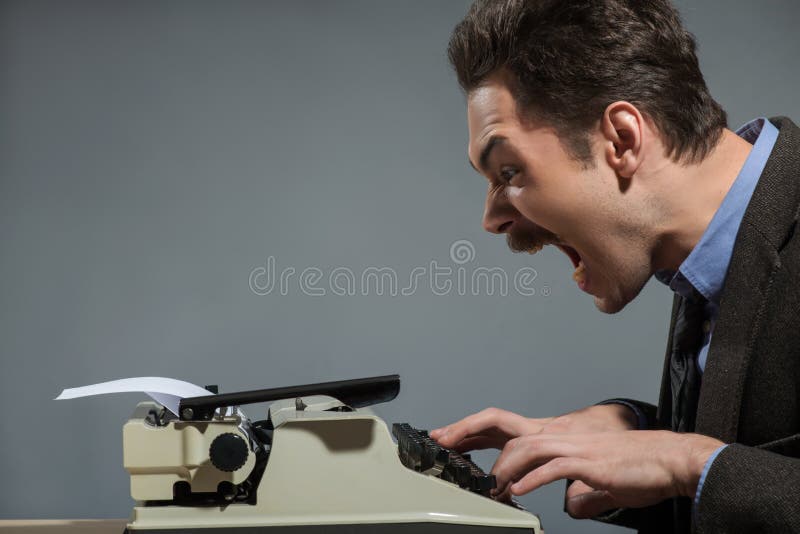 Waiting for Idea. Young Author Screaming Stock Image - Image of open ...