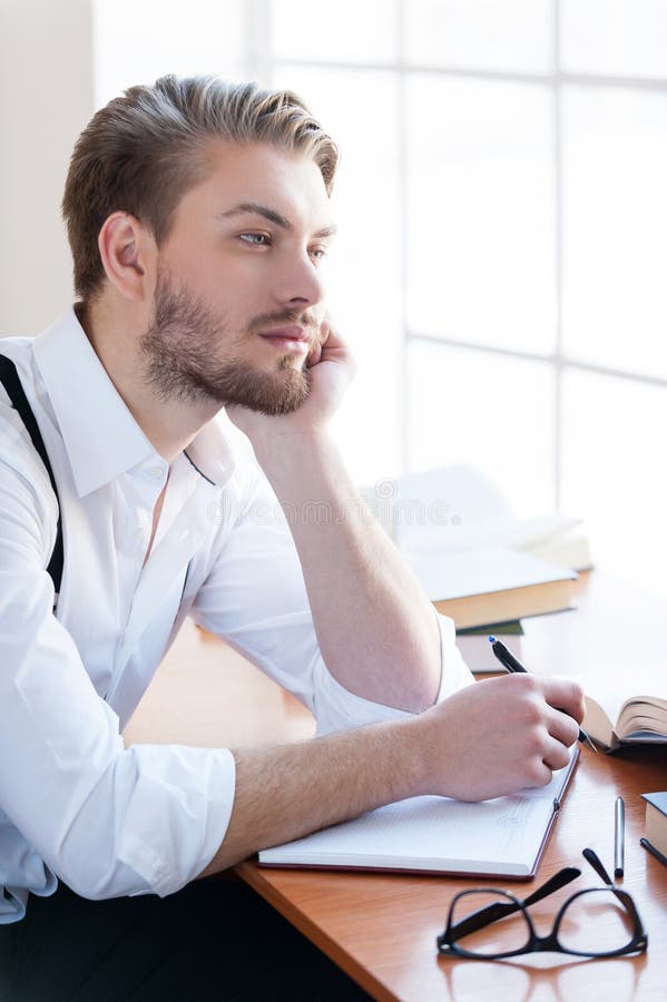 Waiting for inspiration. stock image. Image of chin, concepts - 37715883