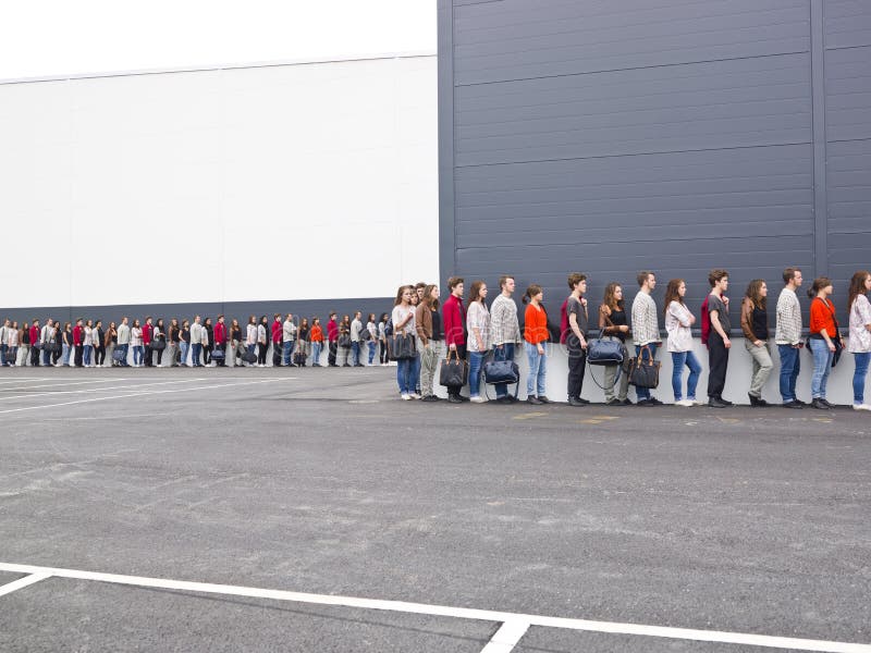 Group of People Waiting in Line Editorial Stock Photo - Image of human ...