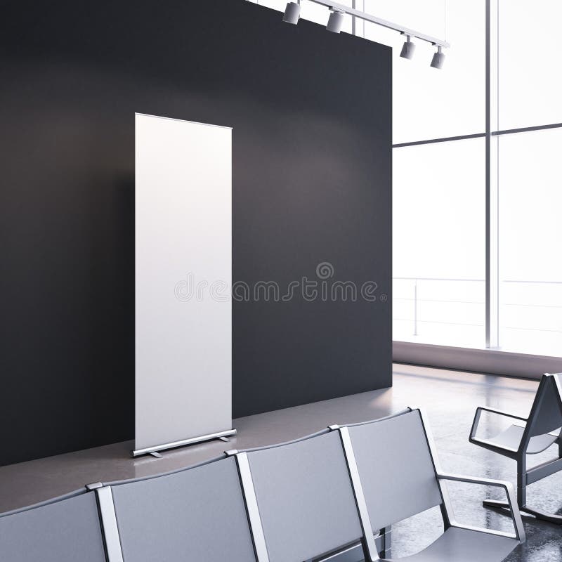 Waiting Room with Empty Vertical Banner. 3d Rendering Stock ...