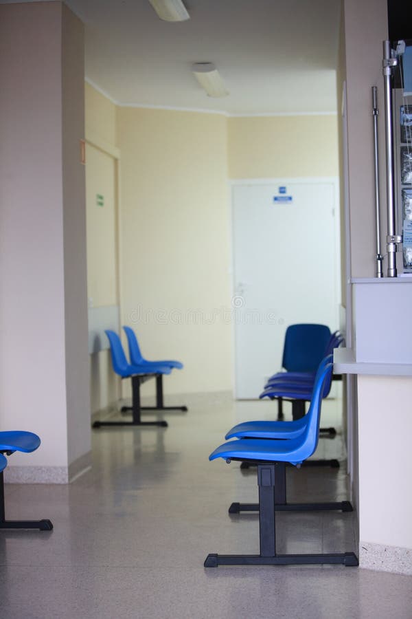 Waiting Room Blue Chairs Door Stock Image - Image of interior, decor ...