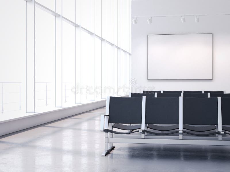 Waiting Room with Empty Banner on the Wall. 3d Rendering Stock ...