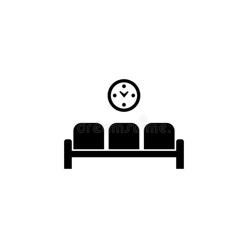 Waiting Room Icon - Bench and Clock Symbol. Stock Vector - Illustration ...