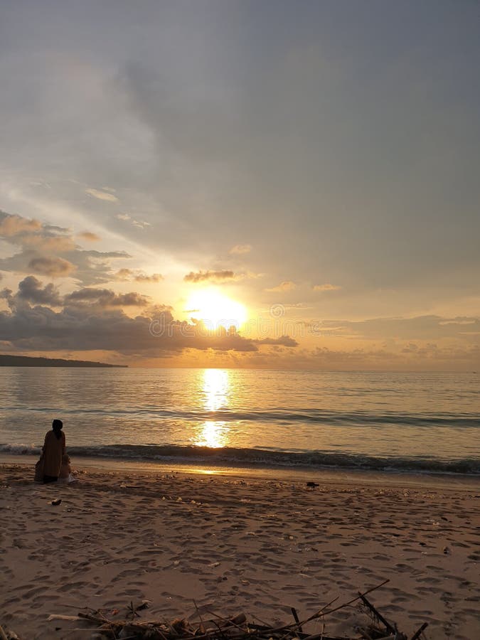 Waiting Sunset on the Beach Stock Image - Image of wave, ocean: 248387419
