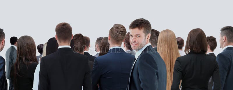 Large Group of Businesspeople Standing Back Side Stock Image - Image of ...