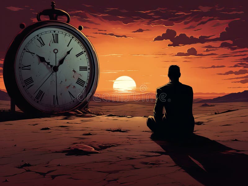 Waiting on time in desert stock illustration. Illustration of time ...