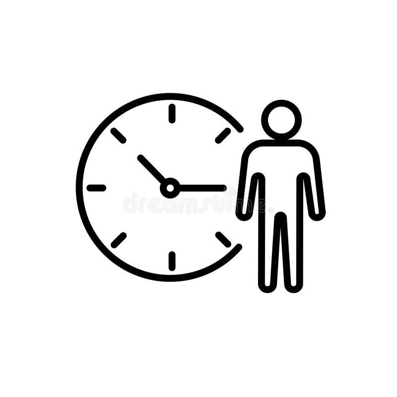 Waiting Time Icon. Human with Clock Symbol in Linear Style. Time Symbol ...