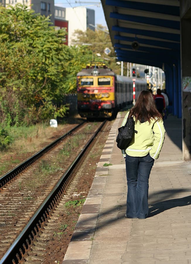 Waiting for the Train. Loneliness of the Station. Stock Photo - Image ...