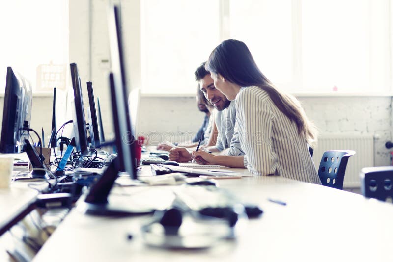 We are Waiting for Your Call. Call Center Workers are Working at Modern ...