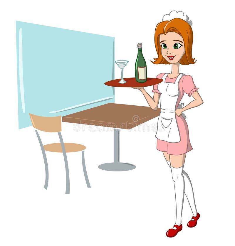 Retro cartoon waitress stock vector. Illustration of work - 25292739