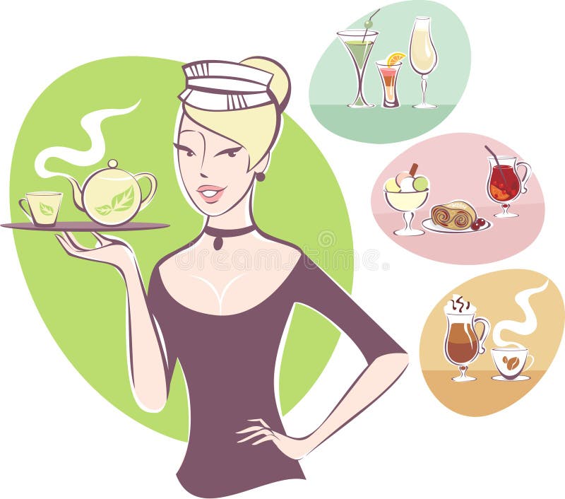 Pin-up waitress stock vector. Illustration of serving - 20355403