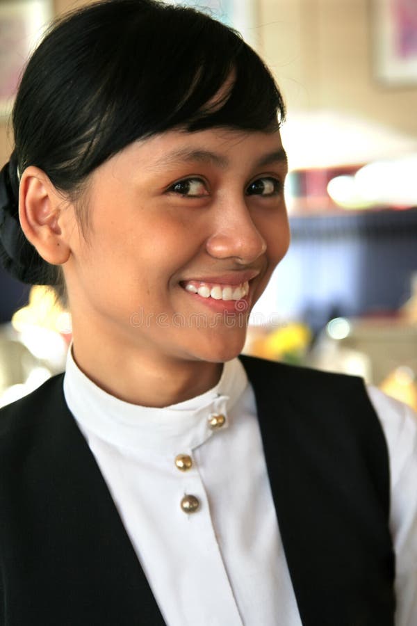Beautiful Waitress at Buffet Stock Image - Image of fruit, staff: 6031989