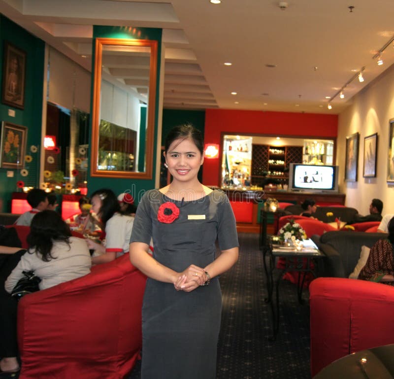 Young Waiter and Waitress Working in Bar Stock Image - Image of working ...