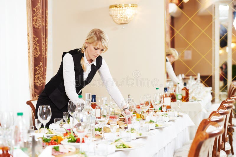 Waitress at Catering Work in a Restaurant Stock Photo - Image of party ...