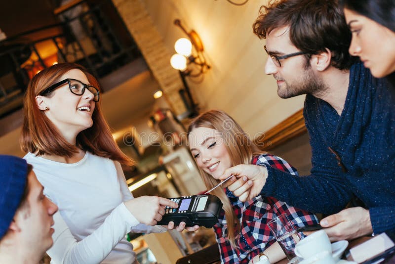 Waitress Charging Customers Bill Stock Image - Image of lifestyles ...
