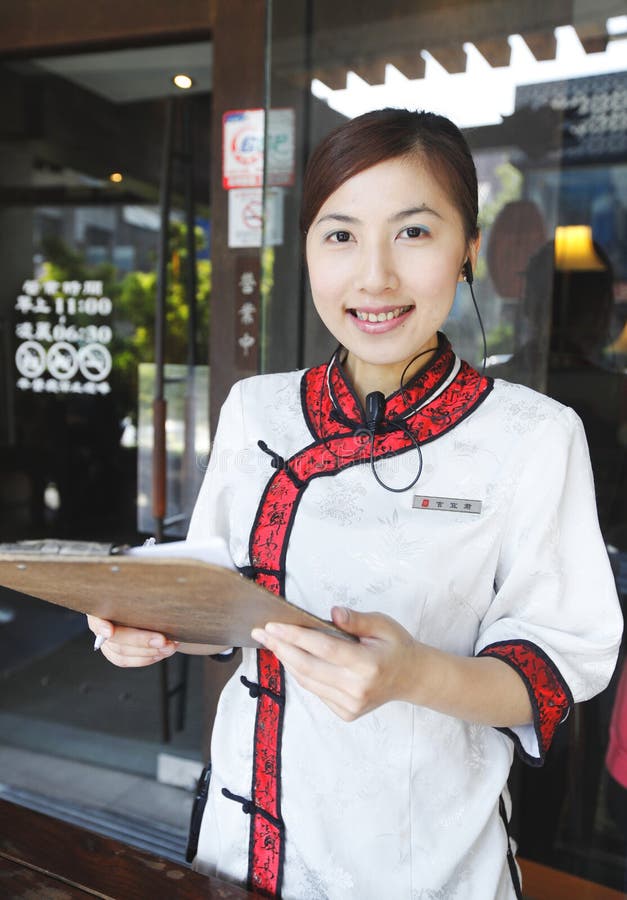 Waitress in Chinese style editorial stock photo. Image of uniform ...